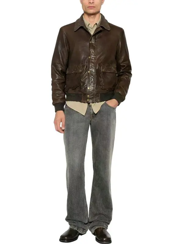 THE JACKIE LEATHERS Bomber Jacket - Brown