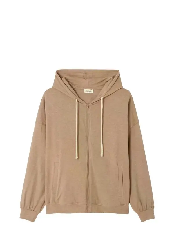 American Vintage Zip-up Hoodie With Drawstring Hood - Brown