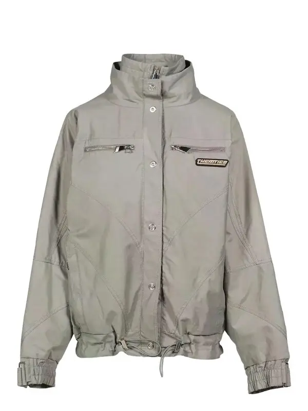 Attico Logo-patch Drawstring Bomber Jacket - Grey