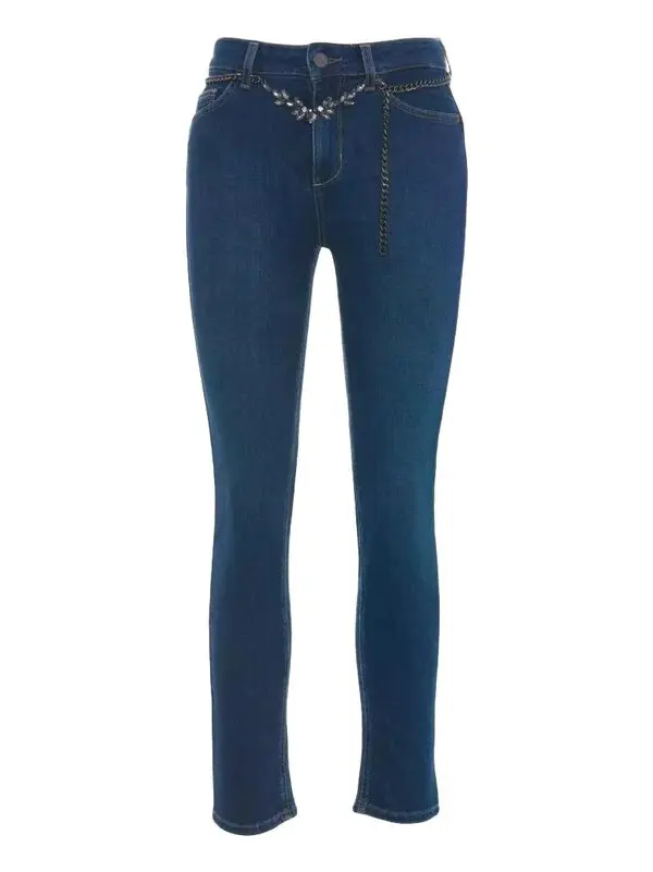 Liu Jo Embellished Chain-link Skinny Jeans - Blue