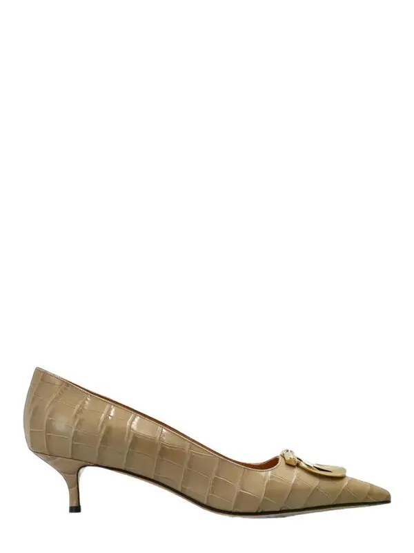 FERRAGAMO Gancini Croc-effect Pumps - Brown