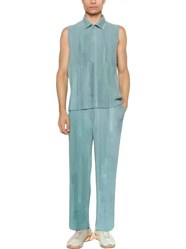 Issey Miyake Pleated Side-stripe Trousers - Blue