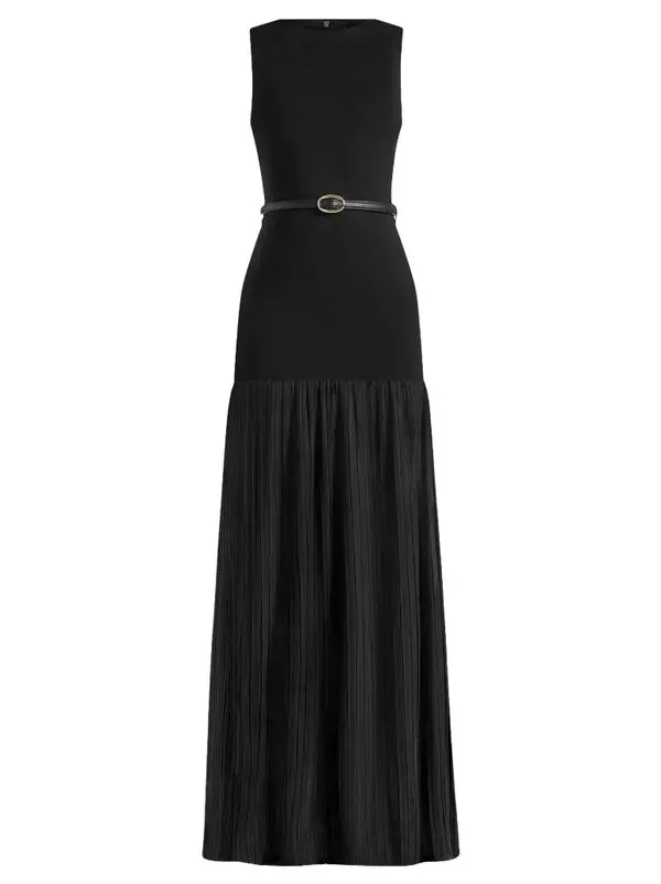 Manière De Voir Crepe Belted Maxi Dress - Black