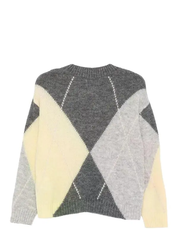 Alpha Studio Argyle Knit Sweater - Grey