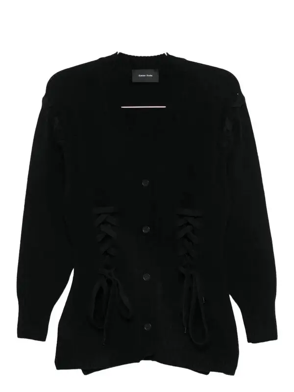 Simone Rocha Lace-up V-neck Cardigan - Black
