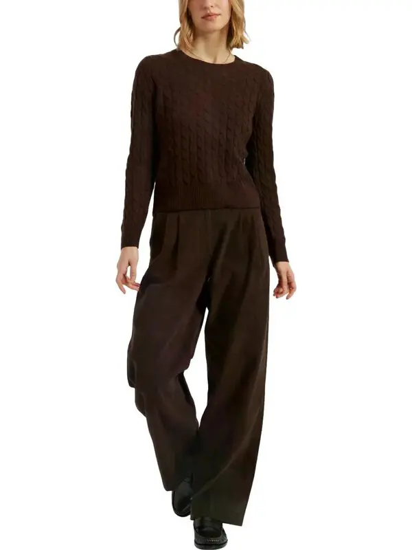 Chinti & Parker Cable Knit Cashmere Sweater - Brown