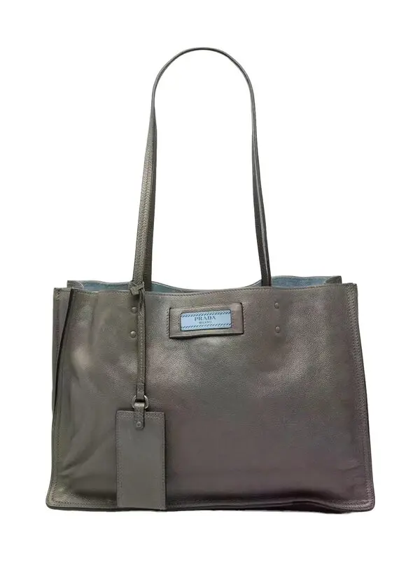 Prada Glace Calf Etiquette Tote Bag - Grey