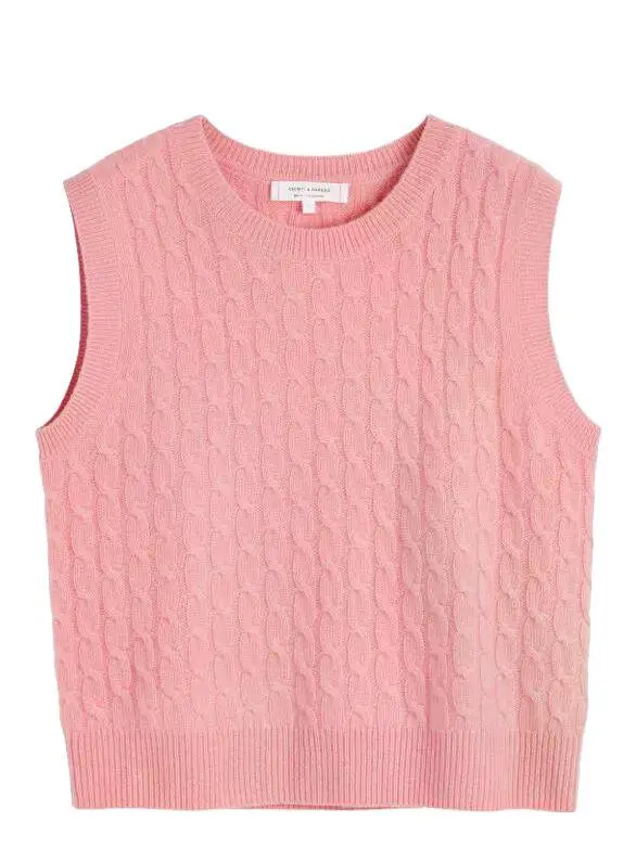 Chinti & Parker Cable-knit Cashmere Sleeveless Crew Neck - Pink