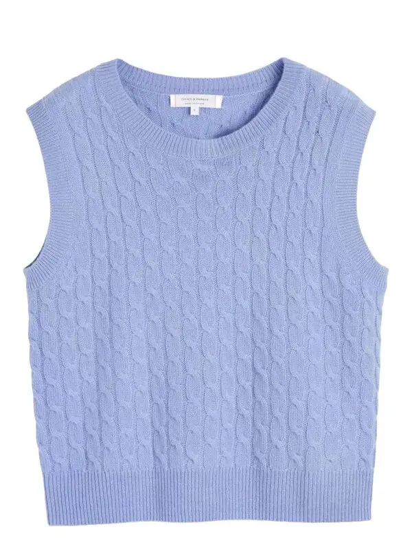 Chinti & Parker Cable-knit Cashmere Crewneck Tank Top - Blue
