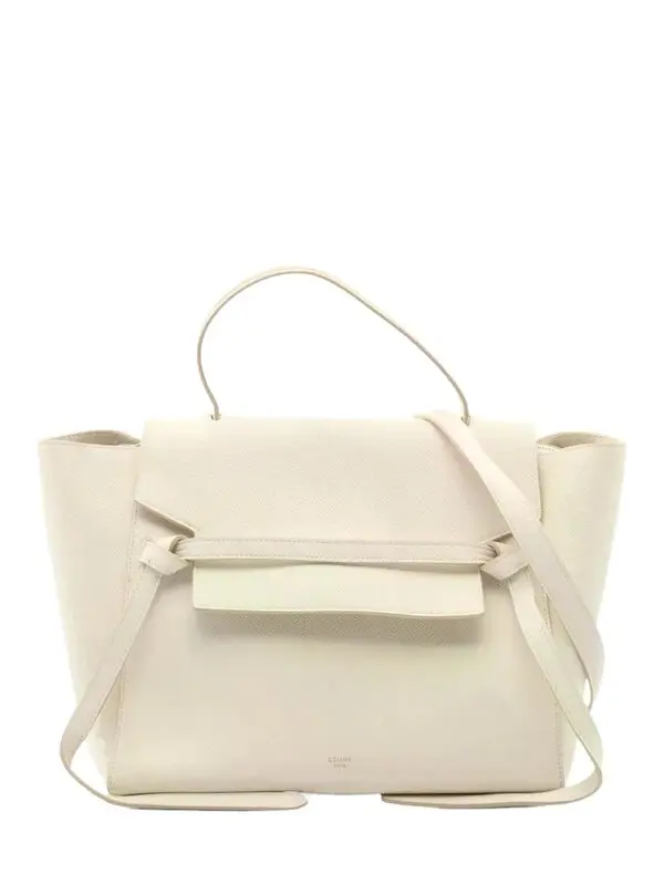 Celine 2010s Mini Belt Leather Shoulder Bag - White