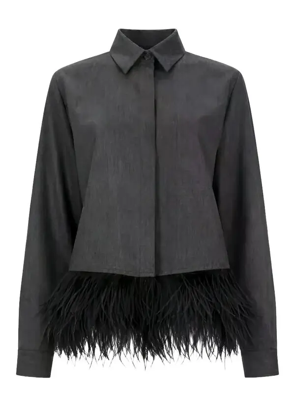 Fabiana Filippi Feather-trimmed Shirt - Grey