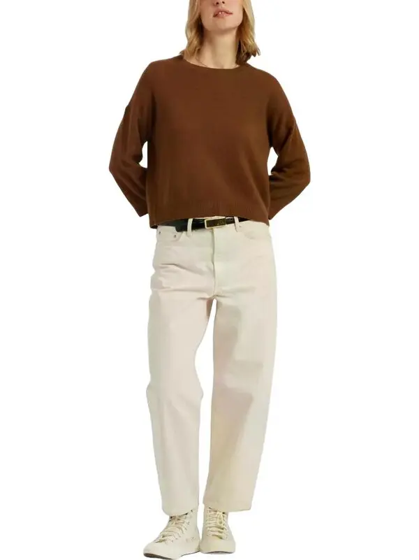 Chinti & Parker Cropped Fine Knit Sweater - Brown