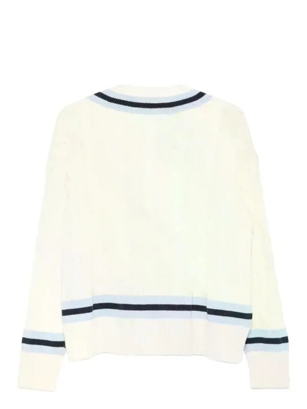 SPORTY & RICH Cable-knit V-neck Sweater - Neutrals
