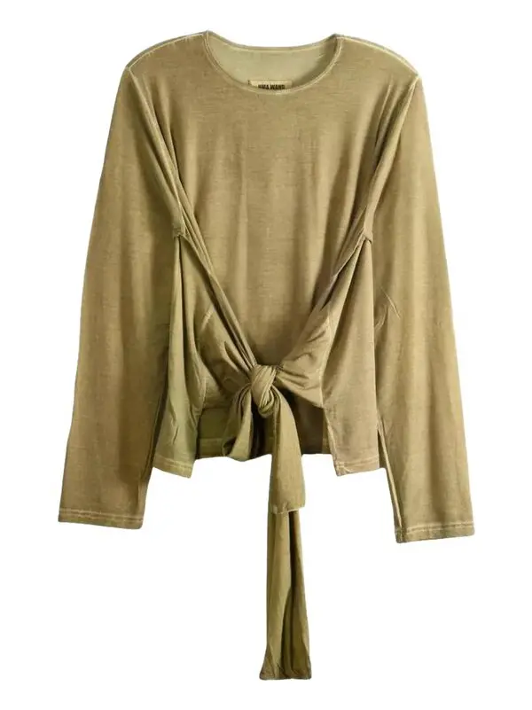 UMA WANG Long Sleeve Front Tie Top - Green
