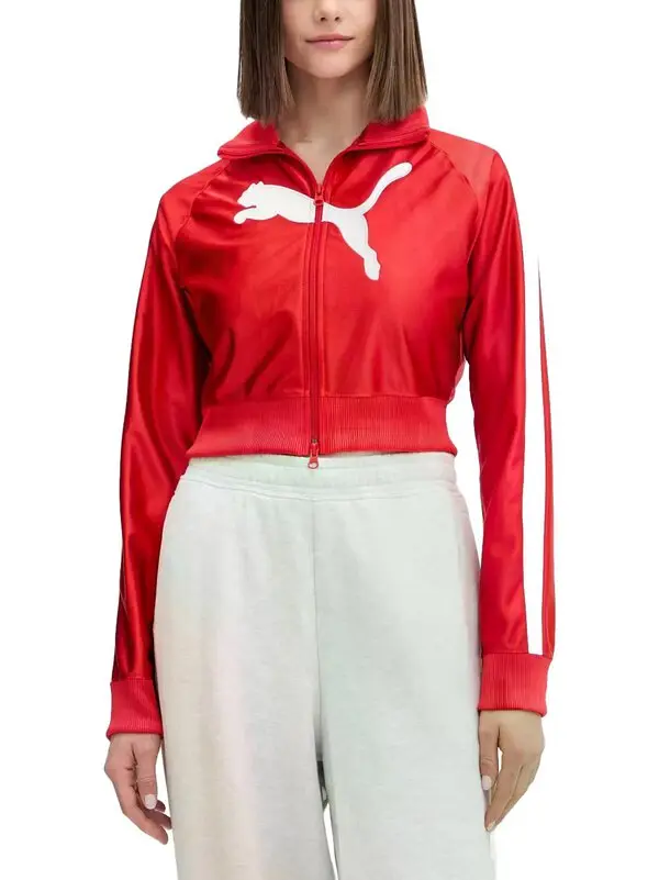 PUMA Logo Print Side Stripe Track Jacket - Red