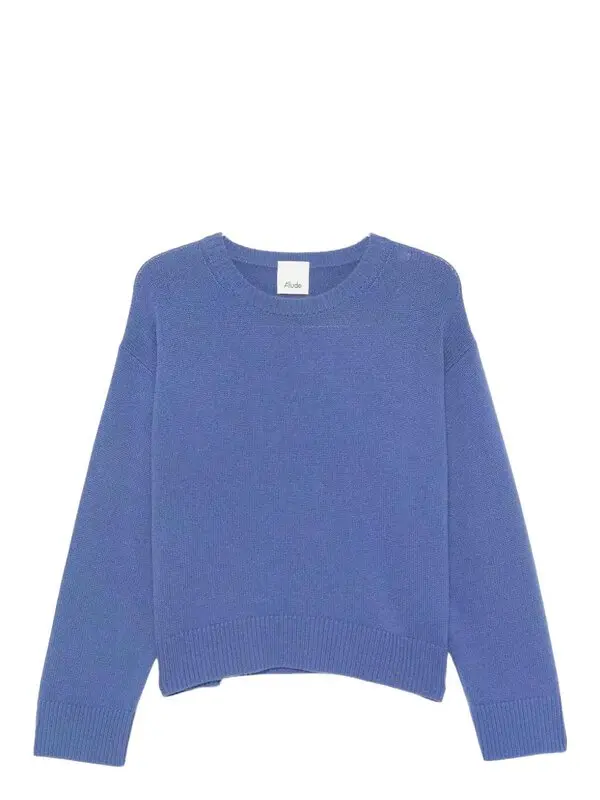 ALLUDE Ribbed-trim Crew-neck Sweater - Blue