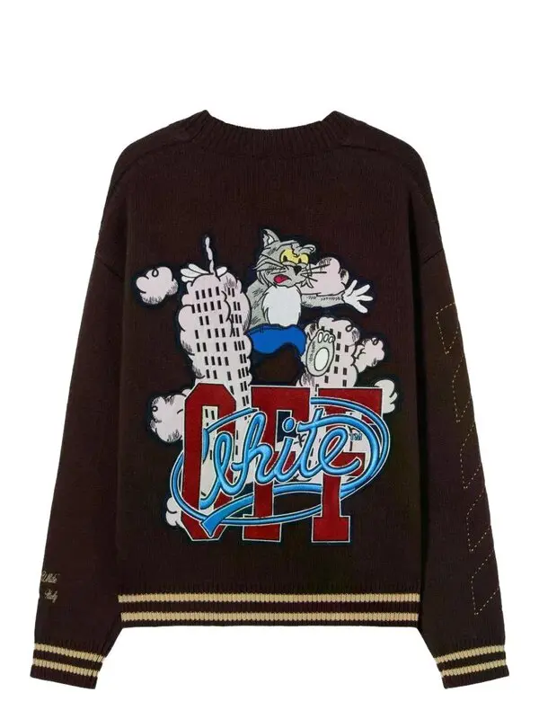 Off-White College Varsity" Knit Cardigan - Brown