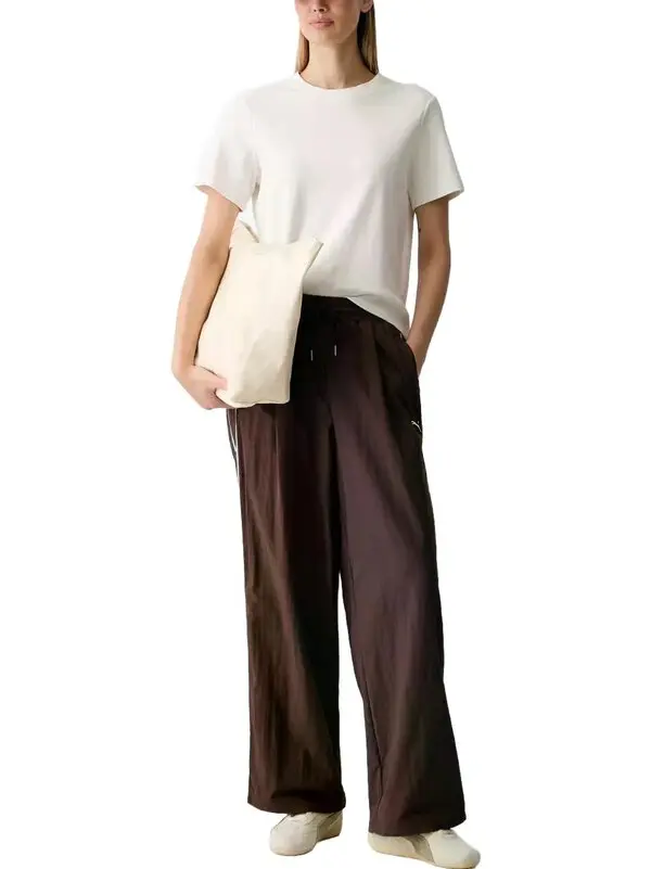 PUMA Drawstring-waist Side-stripe Wide-leg Track Pants - Brown