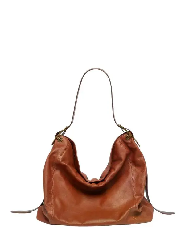 DIESEL® D-line Hobo Bag In Shiny Leather - Brown