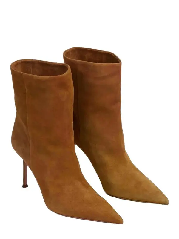 AQUAZZURA Pointed-toe Suede Ankle Boots - Brown