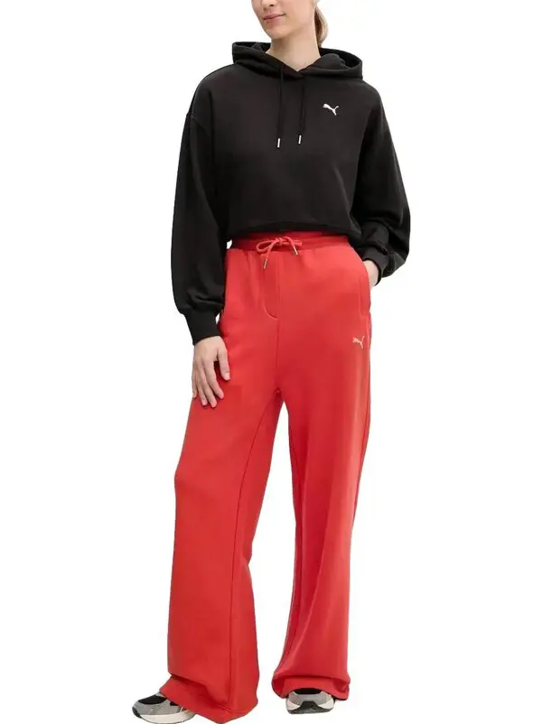 PUMA Logo Embroidered Cropped Hoodie - Black