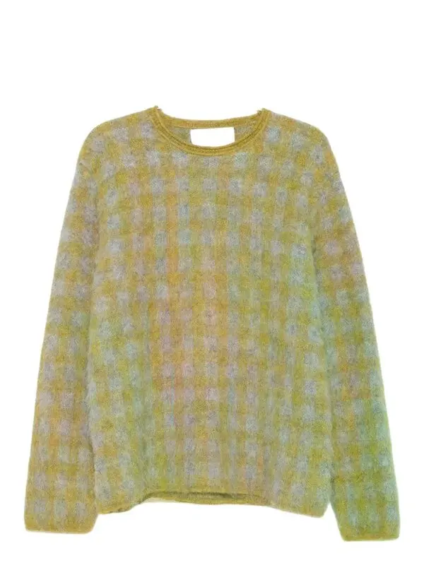 AMARANTO Brushed-knit Checkered Sweater - Green