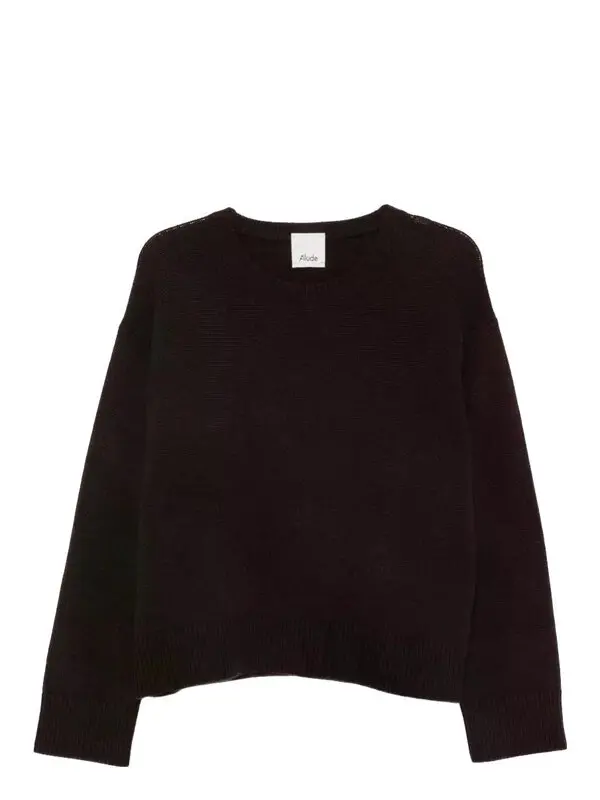 ALLUDE Ribbed-trim Crew-neck Sweater - Brown