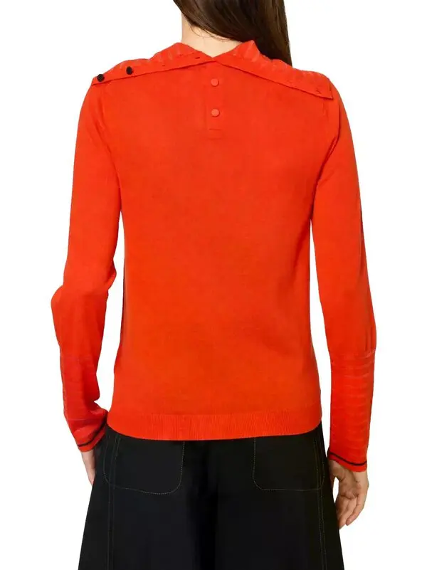 Paul Smith Sweater With Striped Trim And Button Detail - Orange