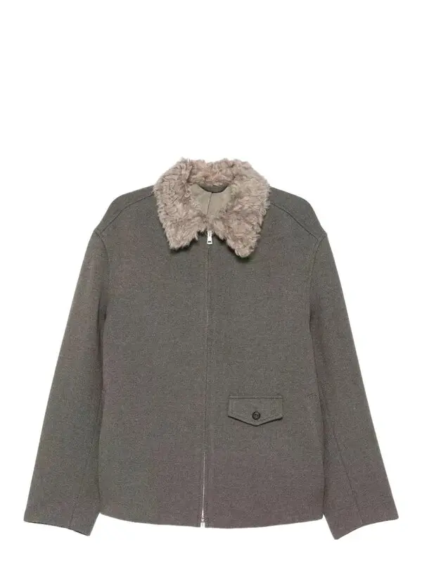 Our Legacy Faux-fur Collar Zip-up Jacket - Grey