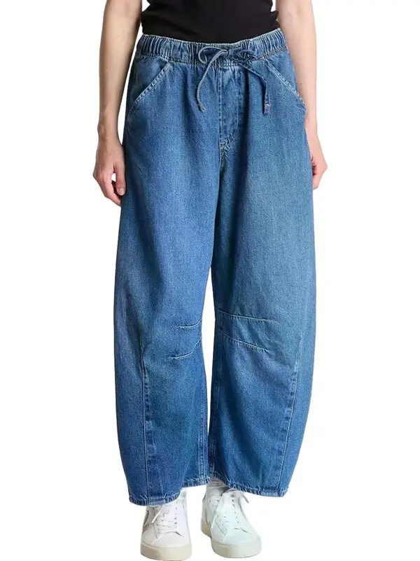 Gap Drawstring Barrel-leg Jeans In Faded Wash - Blue