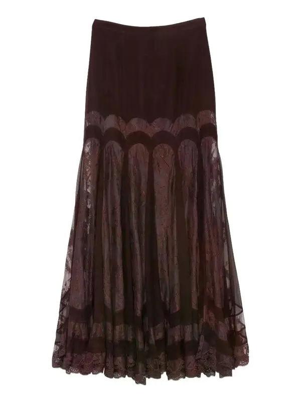Zimmermann Lace-panelled Flared Skirt - Brown