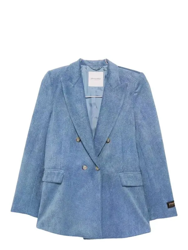 ERMANNO FIRENZE Double-breasted Corduroy Jacket - Blue