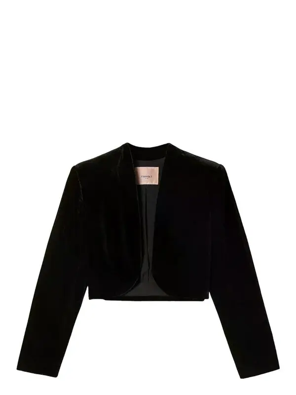 TWINSET Velvet Cropped Spencer Jacket - Black