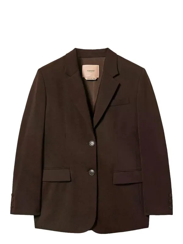TWINSET Matte Satin Blazer - Brown