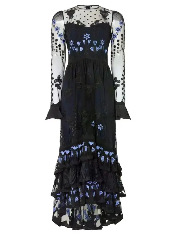 TEMPERLEY LONDON Florette Floral Embroidered Midi Dress - Blue
