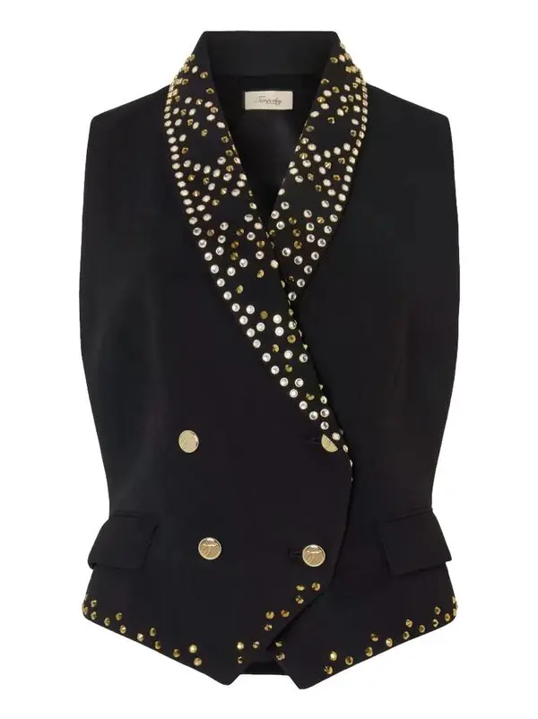 TEMPERLEY LONDON Oberon Crystal Embellished Waistcoat - Black
