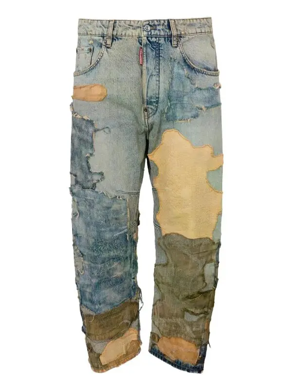 Dsquared2 Camouflage Monogram Bow-leg Jeans - Blue