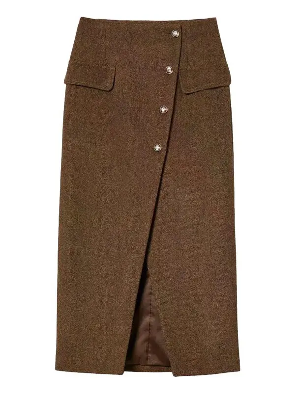 TWINSET Long Velour Cloth Skirt - Brown