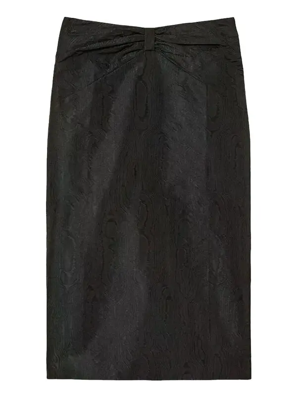 TWINSET Midi Moiré Skirt With Bow Detail - Black