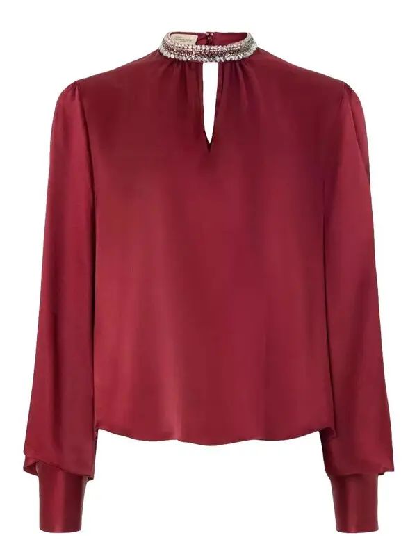 TEMPERLEY LONDON Beatrice Crystal-embellished Silk Blouse - Red