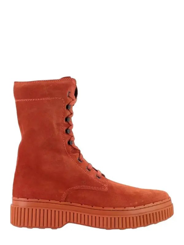 TOD'S Lace-up Suede High Top Sneakers - Orange