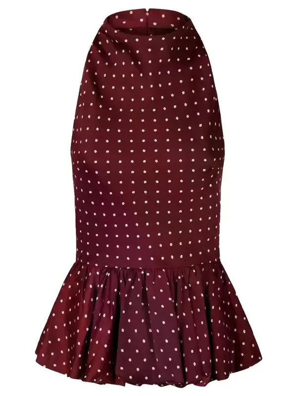 ROTATE BY BIRGER CHRISTENSEN Halterneck Mini Dress With Ruffled Hem - Red