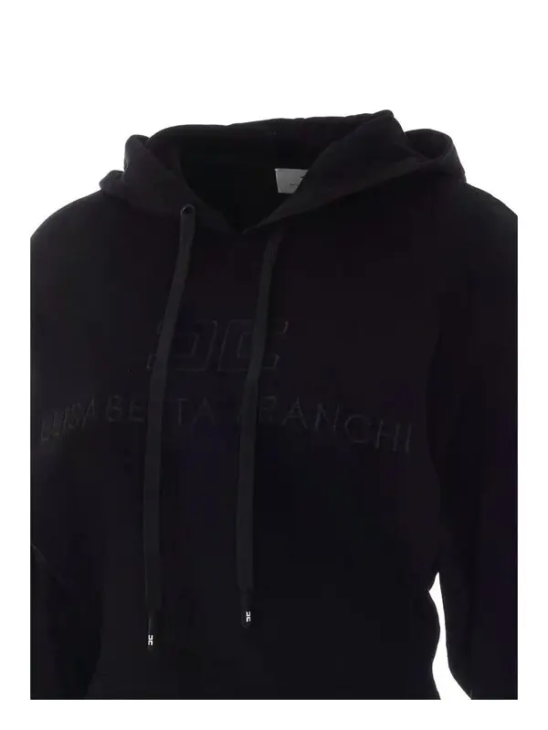 Elisabetta Franchi Logo-embroidered Hoodie Bodysuit - Black