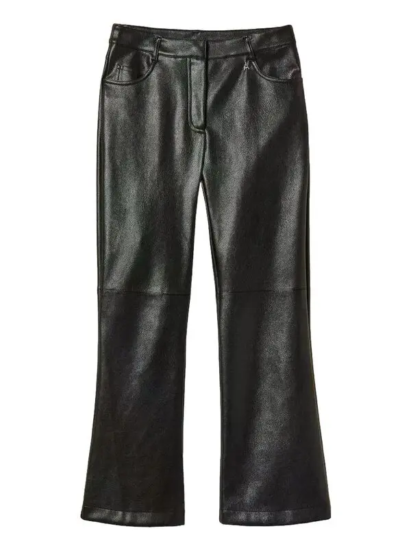 TWINSET Faux Leather Flared Trousers - Black