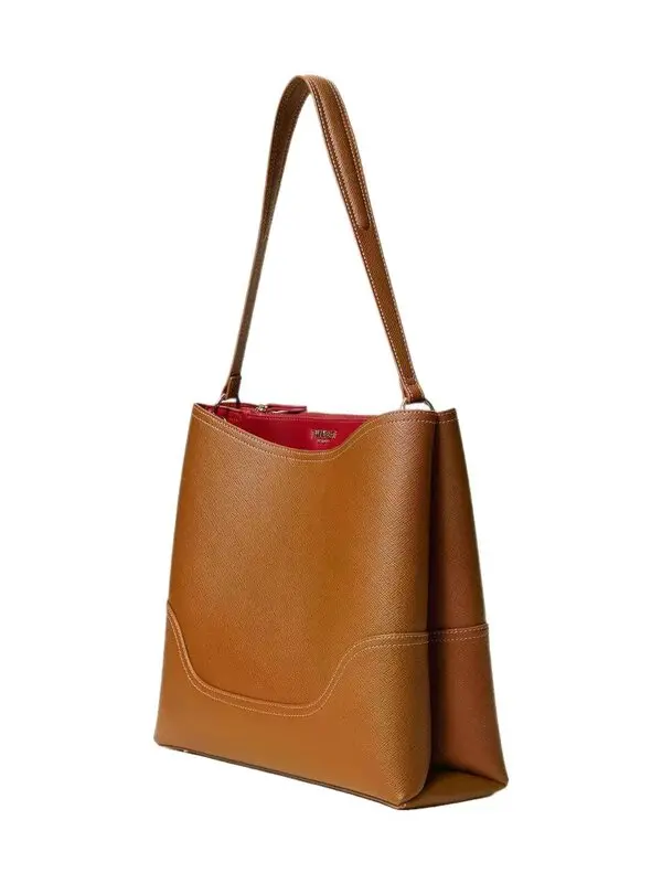 TWINSET Saffiano Effect Panelled Bucket Bag - Brown