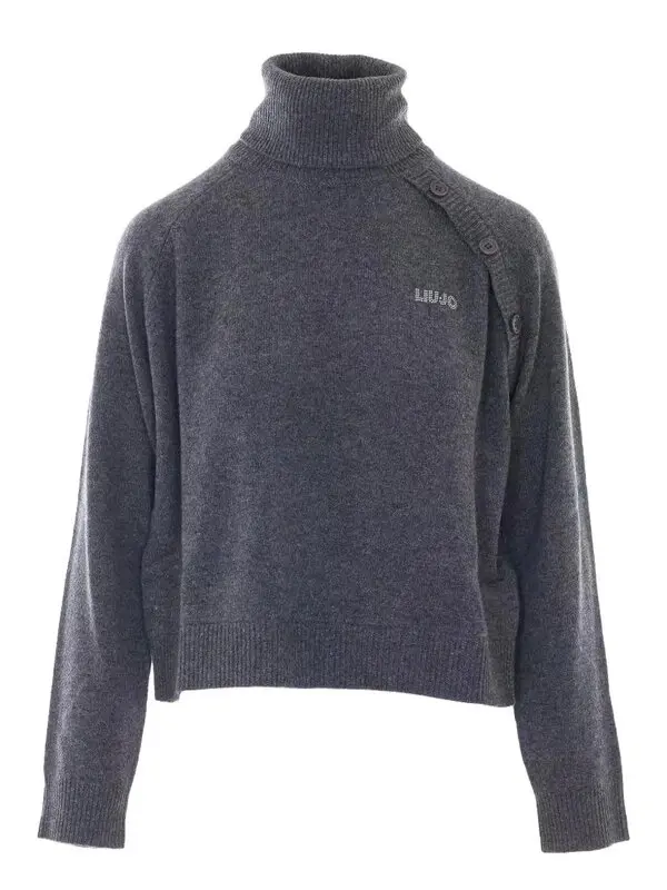 Liu Jo Button-detail Roll-neck Sweater - Grey