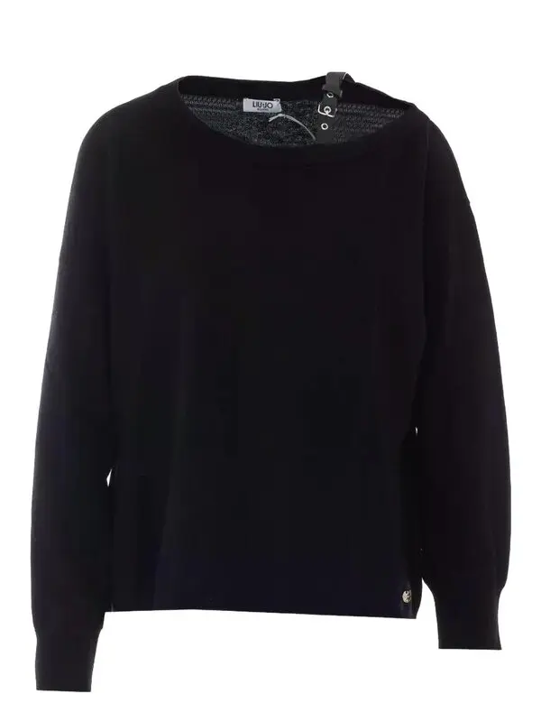 Liu Jo Knitted Sweater With Buckle Strap Detail - Black