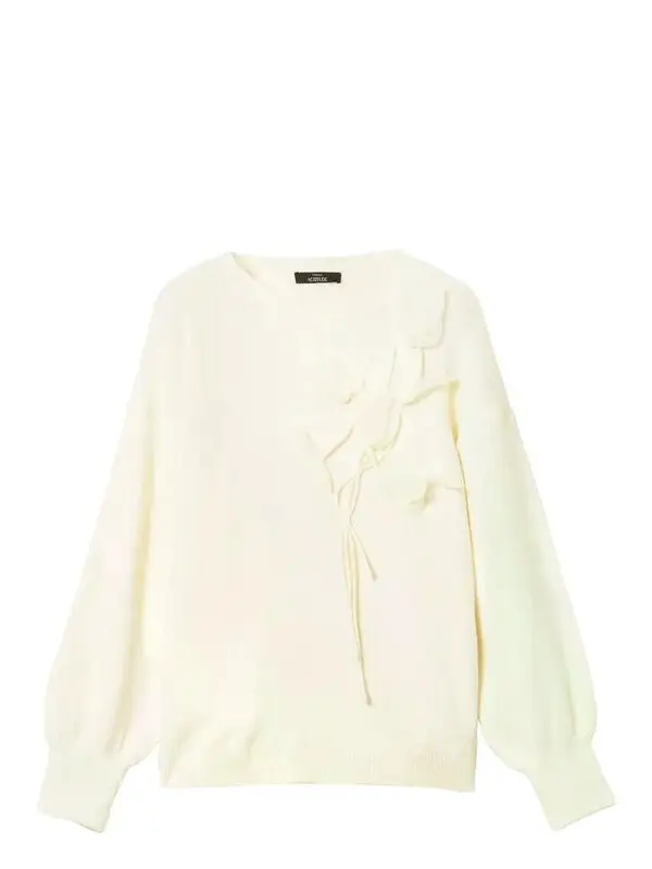 TWINSET Jumper With Organza Floral Ramage Appliqu - Neutrals