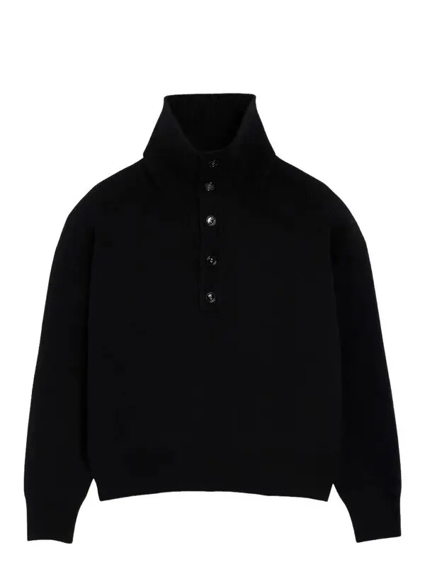 AMI Paris High-neck Button-up Jumper - Black