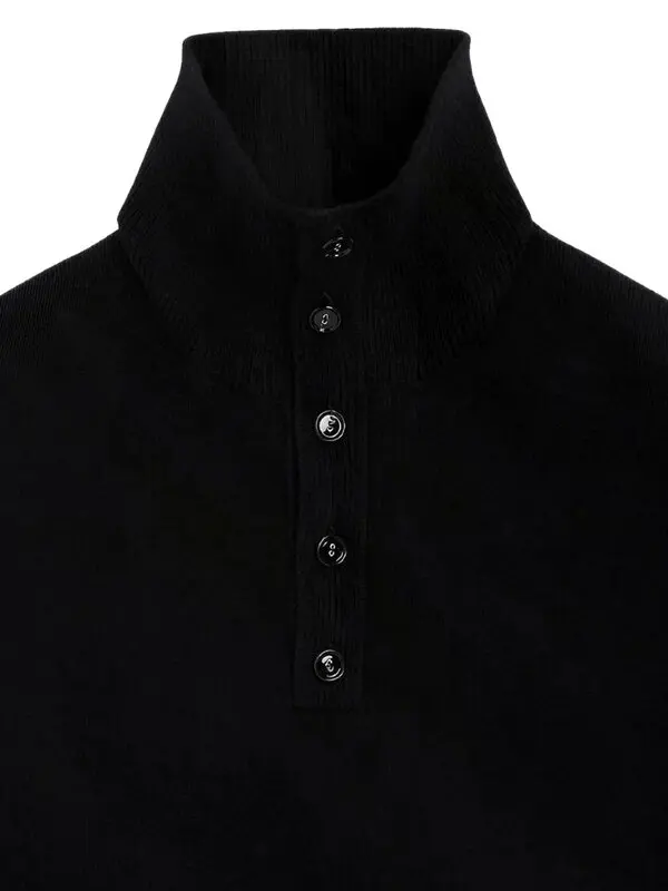 AMI Paris High-neck Button-up Jumper - Black
